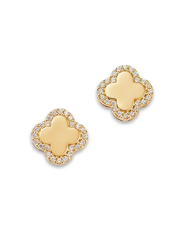 Bloomingdale'S Diamond Clover Stud Earrings - Gold