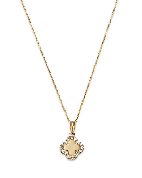 Bloomingdale'S Diamond Clover 14k Yellow Pendant Necklace - Gold