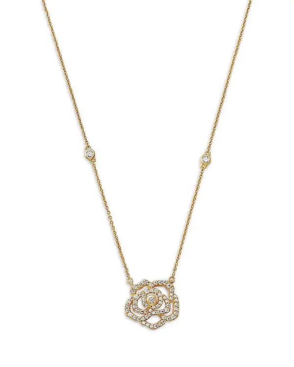 Bloomingdale'S Diamond Flower Necklace In 14k Yellow - Gold