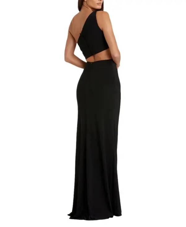 Mac Duggal Ieena One-shoulder Jersey Gown - Black