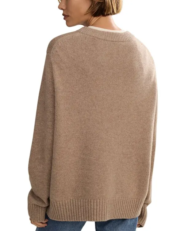 Jenni Kayne Oversized Cashmere Crewneck Pullover - Undyed Stone