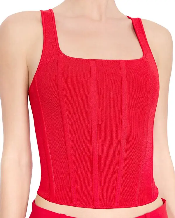 Alice + Olivia Sariah Corset Tank Top - Bright Ruby