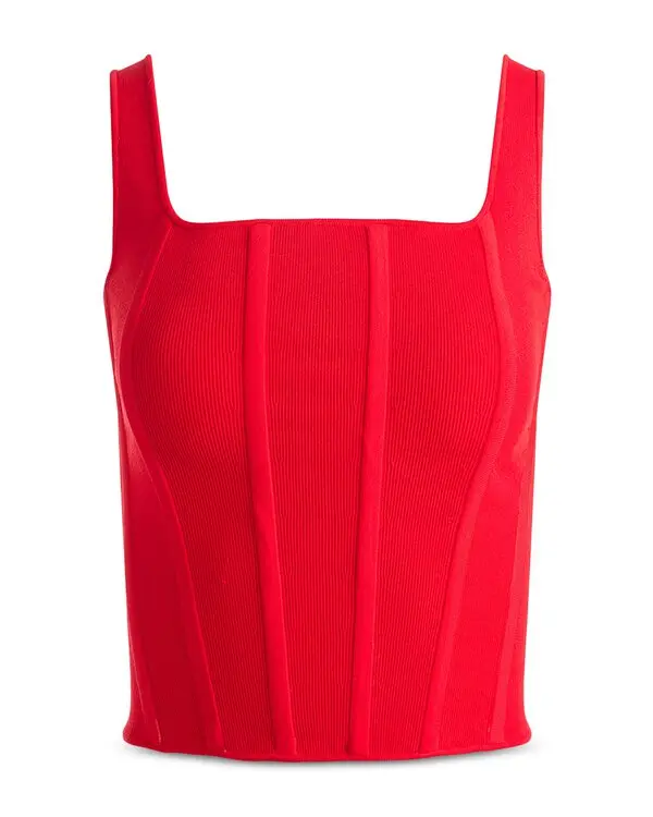 Alice + Olivia Sariah Corset Tank Top - Bright Ruby