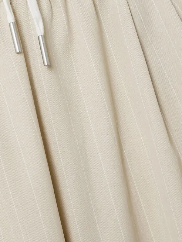 ST. AGNI Pinstriped Gathered Wool-blend Wide-leg Pants