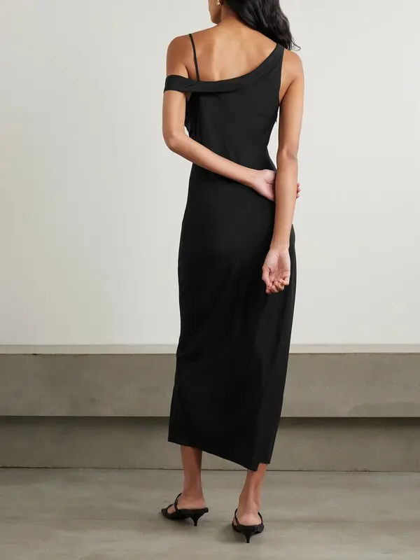 ST. AGNI Draped Silk Midi Dress