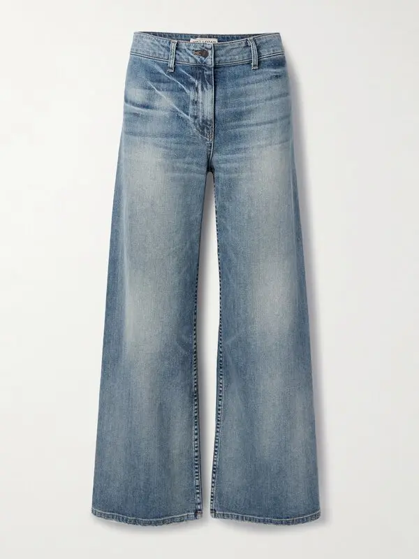 NILI LOTAN Megan Distressed Wide-leg Jeans