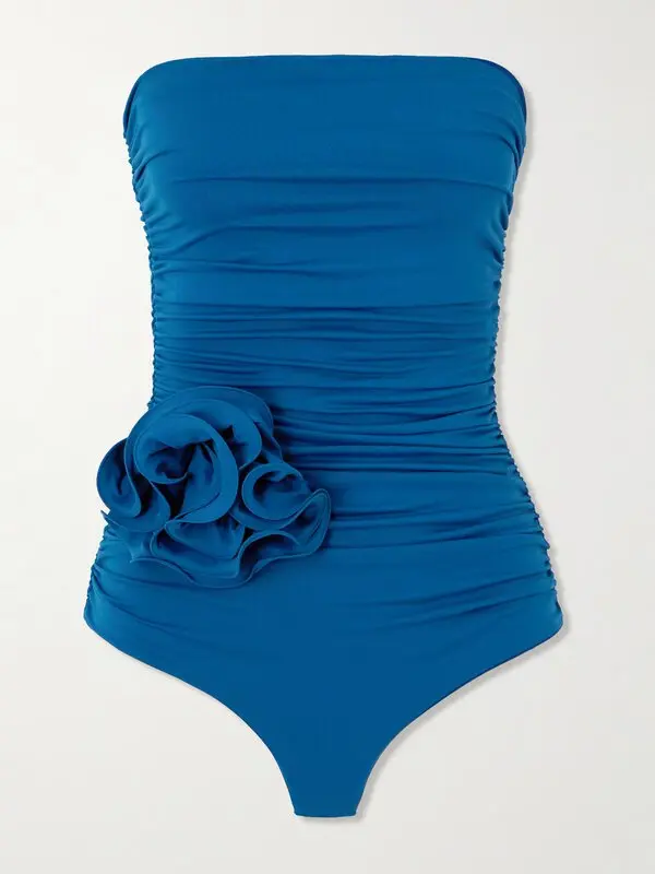Magda Butrym Embellished Bandeau Swimsuit - Blue