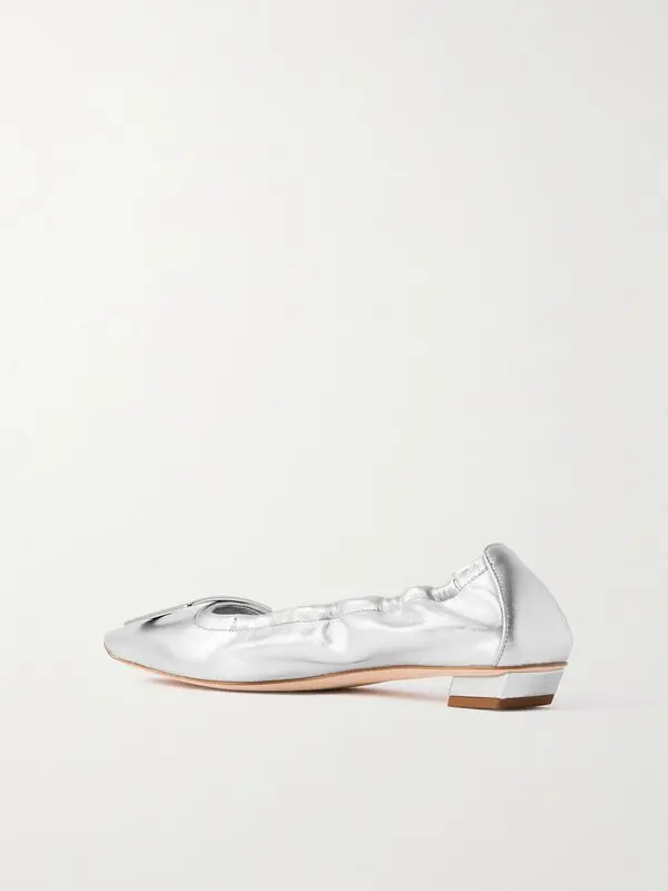 ROGER VIVIER Belle Vivier Embellished Metallic Ballet Flats