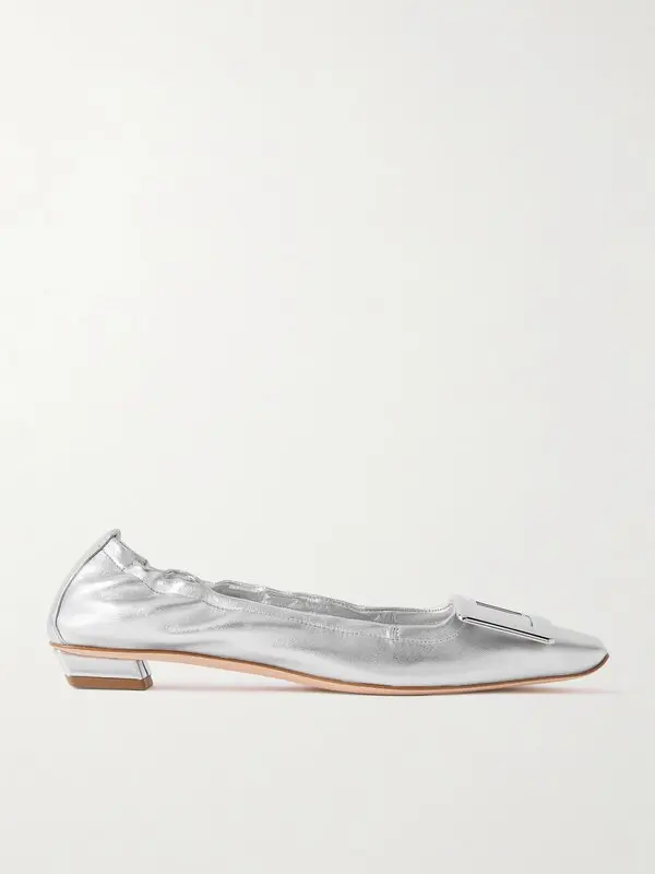 ROGER VIVIER Belle Vivier Embellished Metallic Ballet Flats