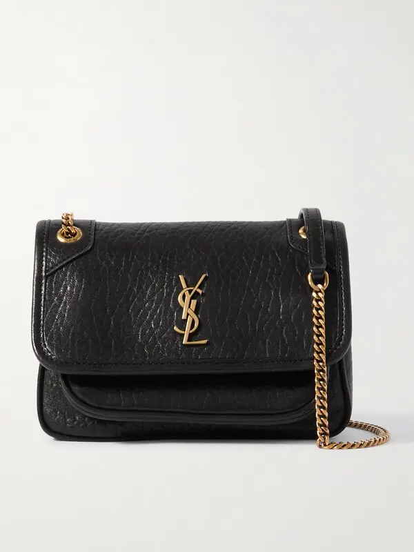 Saint Laurent Niki Mini Crinkled-leather Shoulder Bag