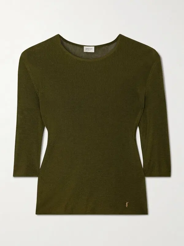 Saint Laurent Embellished Fine Knit Top