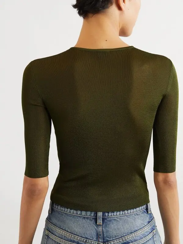 Saint Laurent Embellished Fine Knit Top