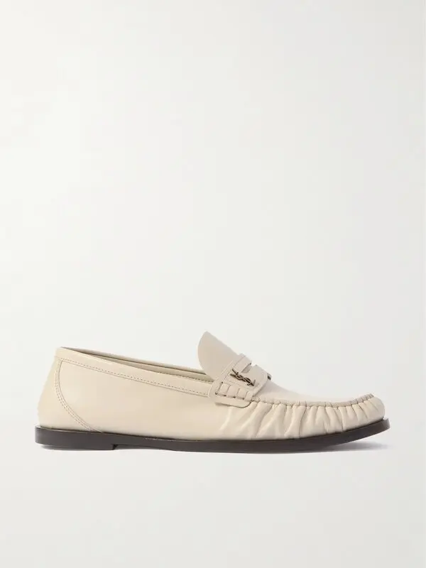 Saint Laurent Glossed-leather Loafers - Neutrals