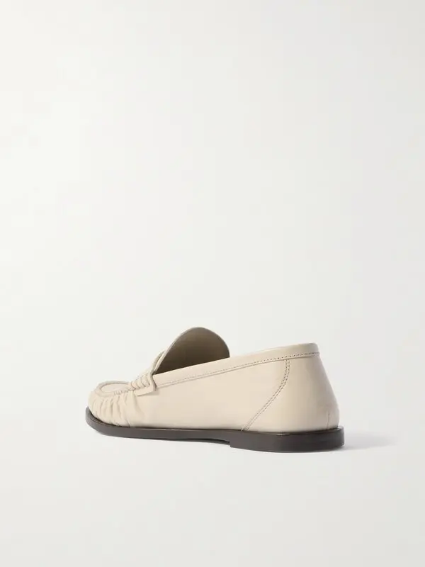 Saint Laurent Glossed-leather Loafers - Neutrals