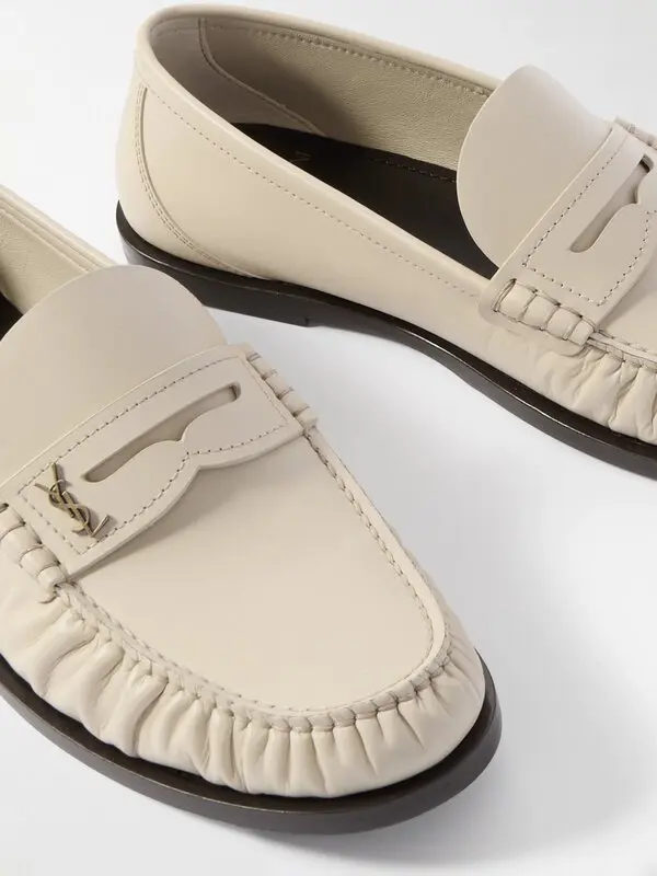 Saint Laurent Glossed-leather Loafers - Neutrals
