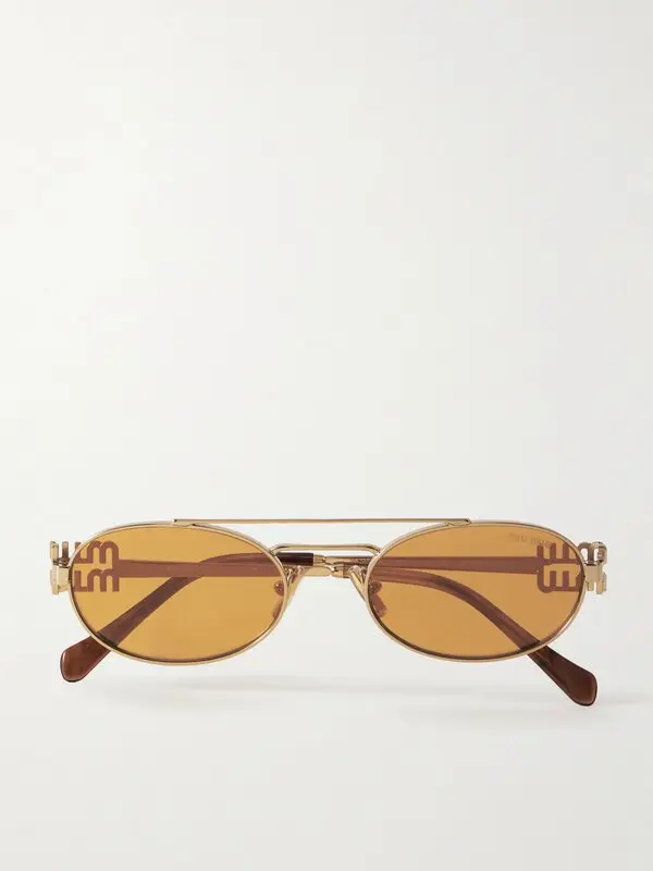 Miu Miu Oval-frame Sunglasses - Gold