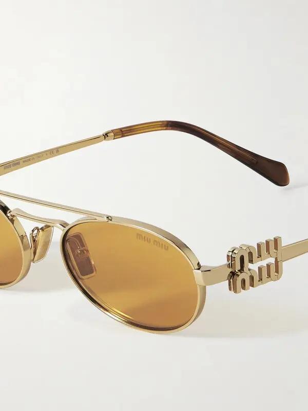 Miu Miu Oval-frame Sunglasses - Gold