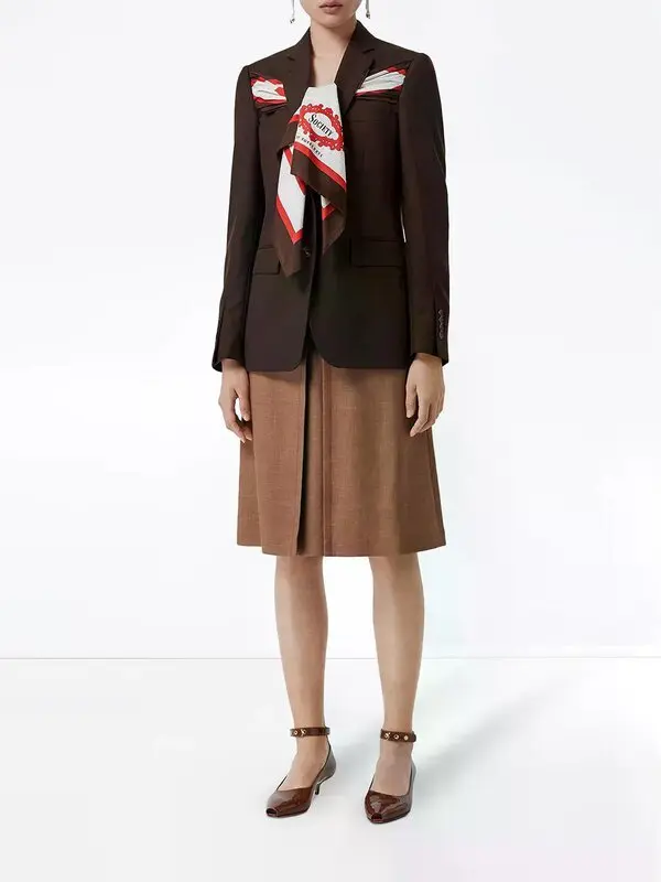 Burberry Wool Tailored Jacket With Silk Scarf Detail