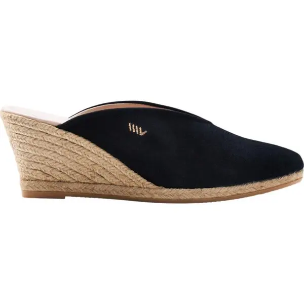 VISCATA Truja Suede Espadrille Mule Wedges - Black