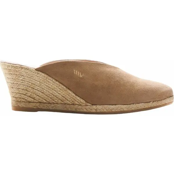 VISCATA Truja Suede Espadrille Mule Wedges - Camel