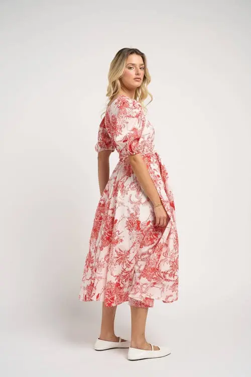 GUADALUPE DESIGN Monica Printed Midi Dress