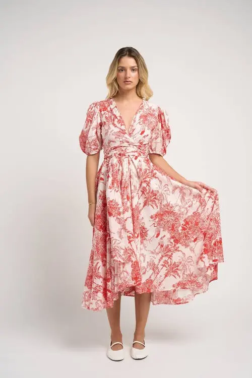GUADALUPE DESIGN Monica Printed Midi Dress
