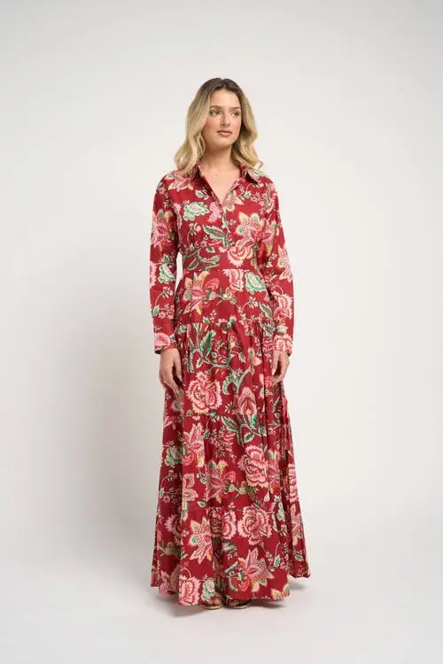 GUADALUPE DESIGN Meredith Peony Maxi Dress - Red