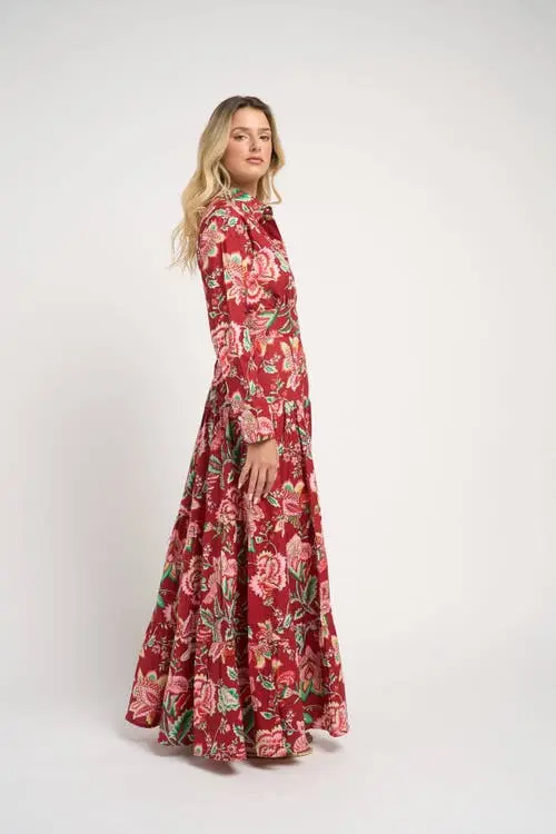 GUADALUPE DESIGN Meredith Peony Maxi Dress - Red