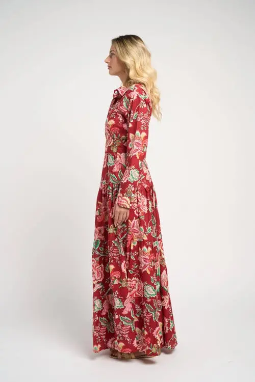 GUADALUPE DESIGN Meredith Peony Maxi Dress - Red