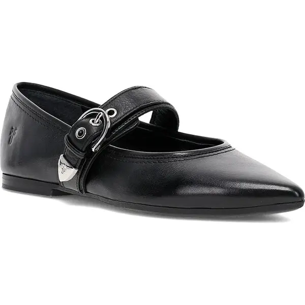 THE FRYE COMPANY Heather Pointed Toe Mary Jane Flat - Black