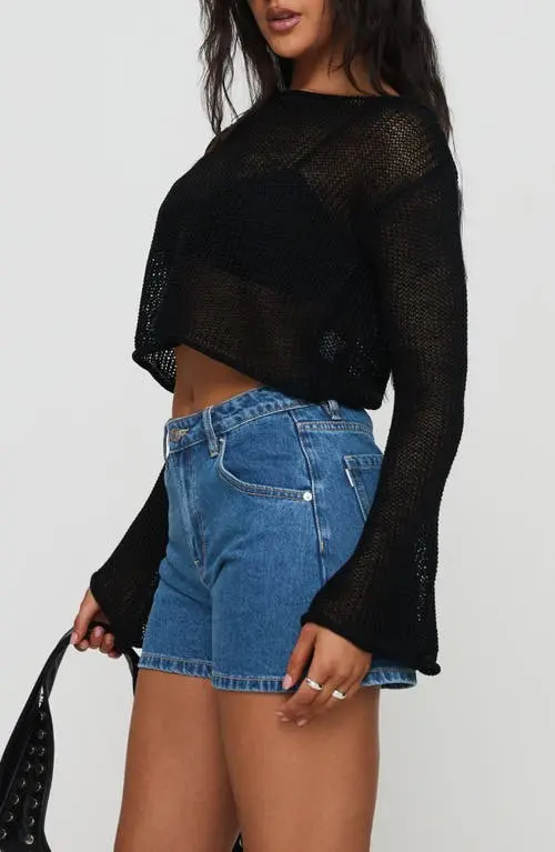 Princess Polly Cafe Pari Crop Sweater - Black