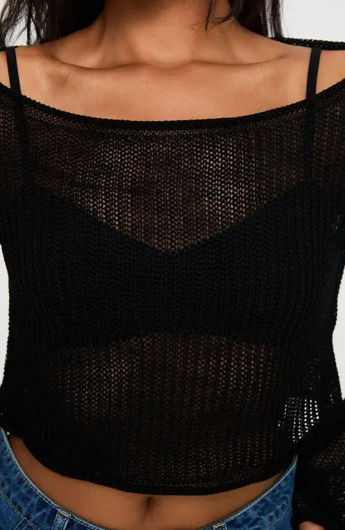 Princess Polly Cafe Pari Crop Sweater - Black
