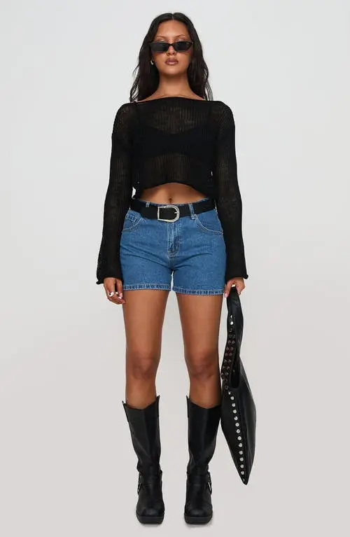 Princess Polly Cafe Pari Crop Sweater - Black
