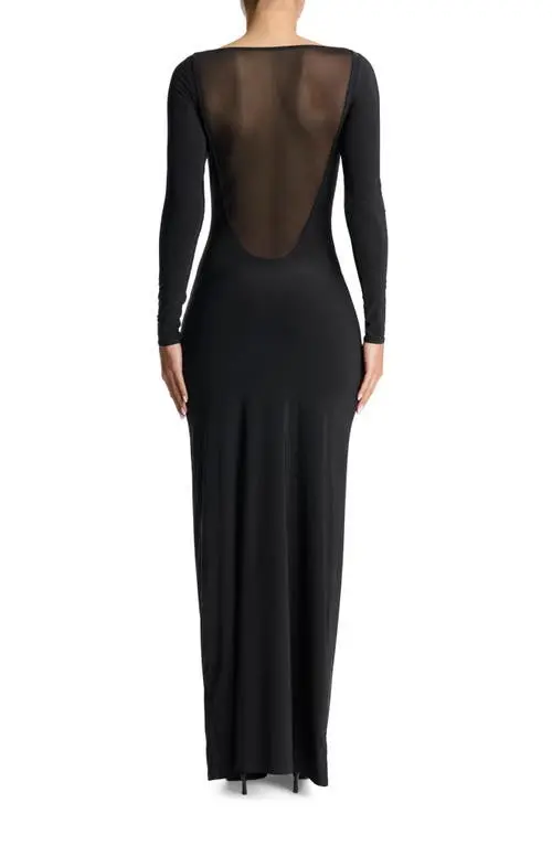 Naked Wardrobe Hourglass Mesh Back Maxi Dress In Black - 25% Off |  Editorialist