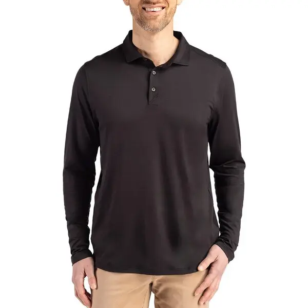 Cutter & Buck Coastline Epic Comfort Long Sleeve Polo - Black