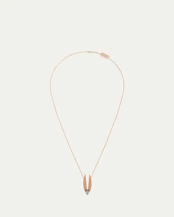 KAMAL 18k Gold Pear Diamond Petal Lotus Necklace - Rose Gold