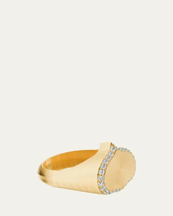 KAMAL Eye Adore Diamond Signet Ring - Yellow Gold