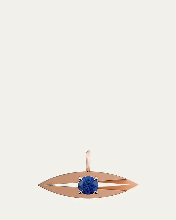 KAMAL Lotus Evil Eye Sapphire Pendant - Rose Gold