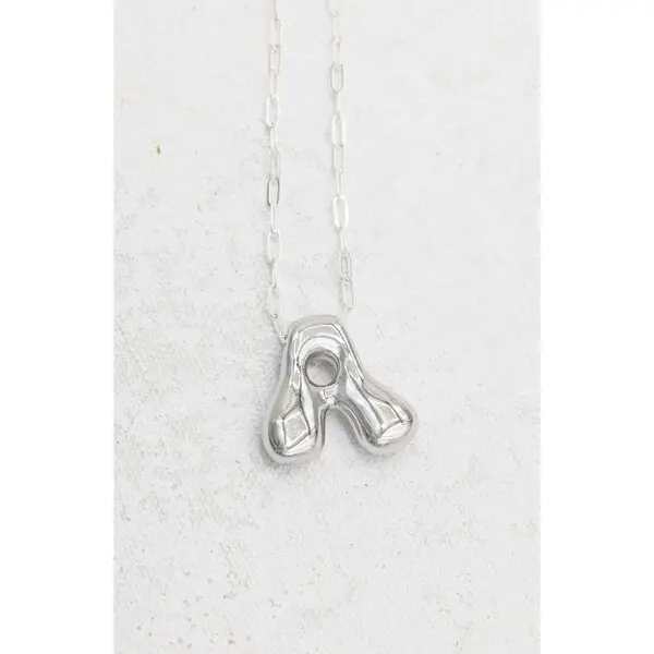 EMERSON & OLIVER Paperclip Chain Necklace With Letter Charm - Silver - A
