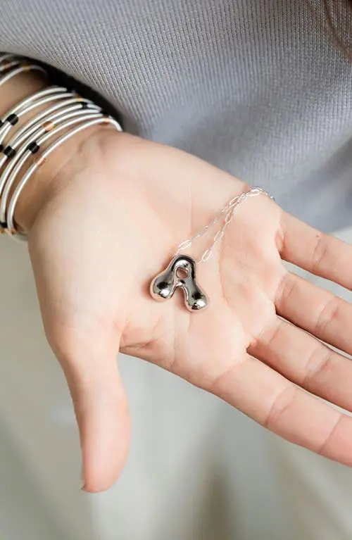 EMERSON & OLIVER Paperclip Chain Necklace With Letter Charm - Silver - A