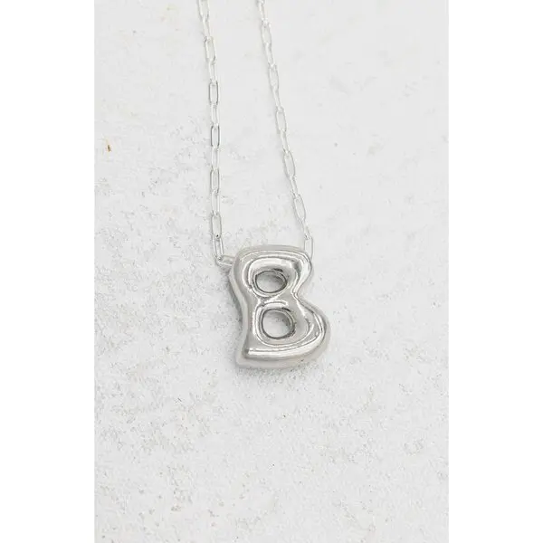 EMERSON & OLIVER Paperclip Chain Necklace With Letter Charm - Silver - B
