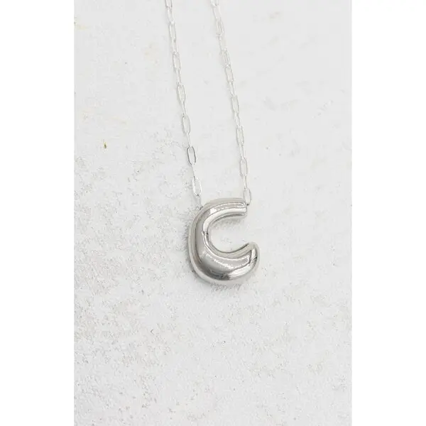 EMERSON & OLIVER Paperclip Chain Necklace With Letter Charm - Silver - C