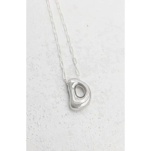 EMERSON & OLIVER Paperclip Chain Necklace With Letter Charm - Silver - D