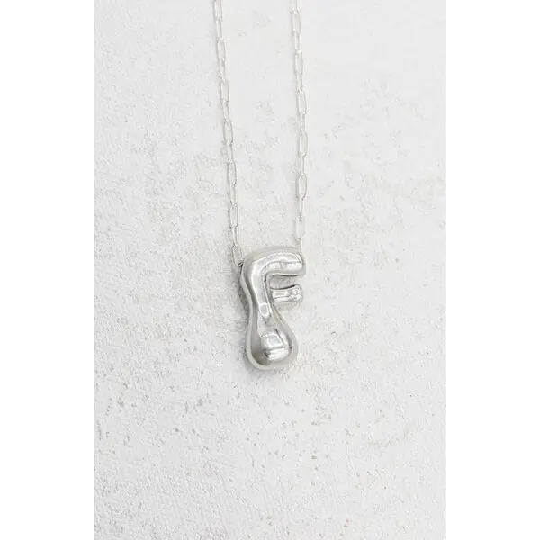 EMERSON & OLIVER Paperclip Chain Necklace With Letter Charm - Silver - F