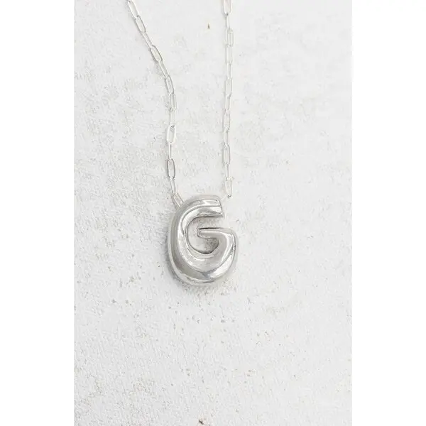 EMERSON & OLIVER Paperclip Chain Necklace With Letter Charm - Silver - G
