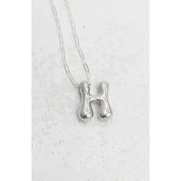 EMERSON & OLIVER Paperclip Chain Necklace With Letter Charm - Silver - H