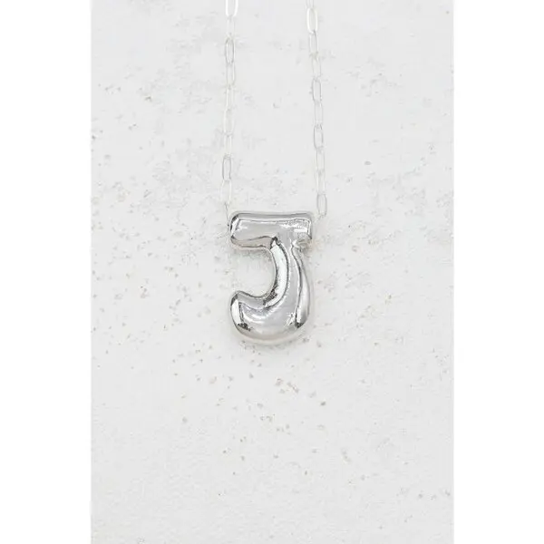 EMERSON & OLIVER Paperclip Chain Necklace With Letter Charm - Silver - J