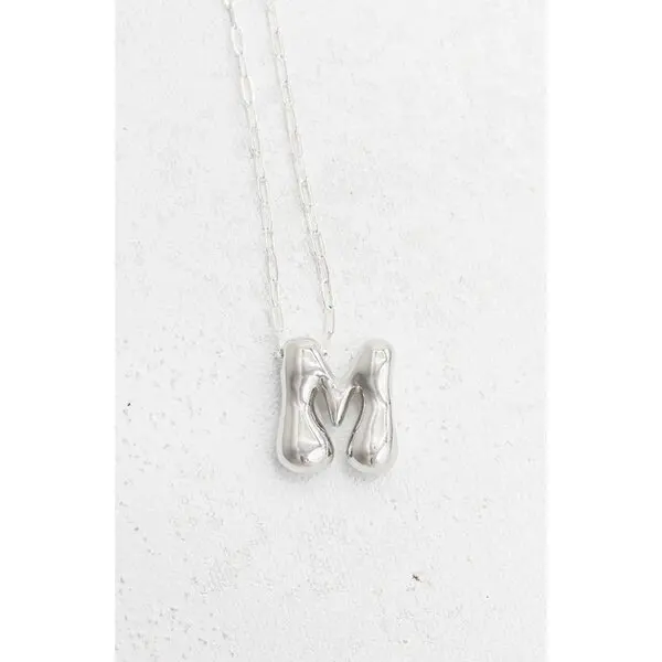 EMERSON & OLIVER Paperclip Chain Necklace With Letter Charm - Silver - M