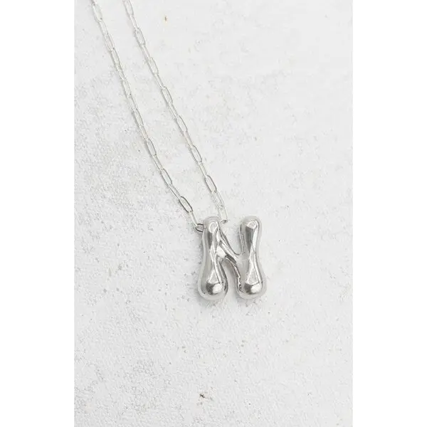 EMERSON & OLIVER Paperclip Chain Necklace With Letter Charm - Silver - N
