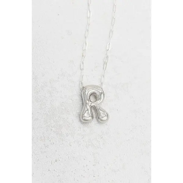EMERSON & OLIVER Paperclip Chain Necklace With Letter Charm - Silver - R
